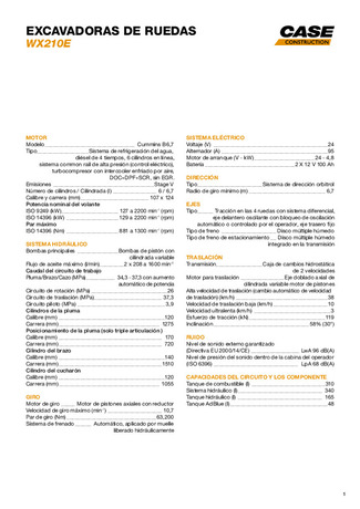 Excavadoras de Ruedas WX210E | CASE ES