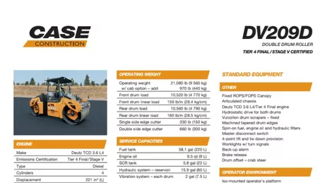 CASE DV209D Double Drum Asphalt Roller | CASE