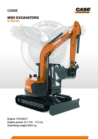 Zero-Tail Excavator CX85E | CASE EU