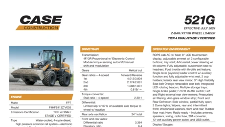 CASE 521G Enhanced Wheel Loader | CASE