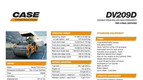 CASE DV209D Double Drum Asphalt Roller | CASE